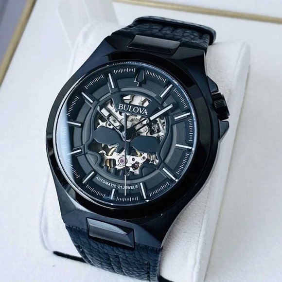 Bulova | Accessories | Bulova Skeleton Automatic Full Black Mens Watch ...